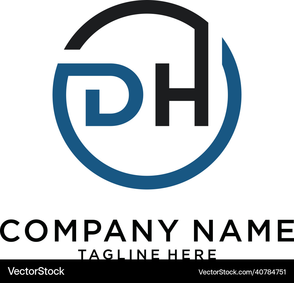 Initial letter dh logo design Royalty Free Vector Image