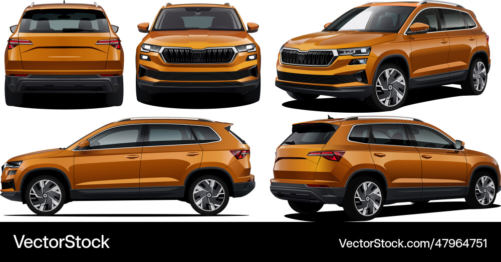 Realistic orange car Royalty Free Vector Image