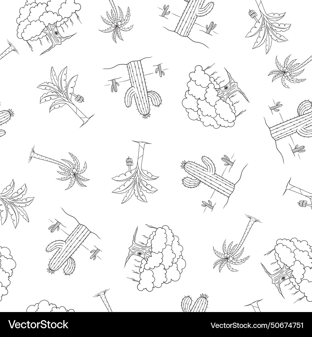 Set of various hand-drawn trees seamless pattern Vector Image