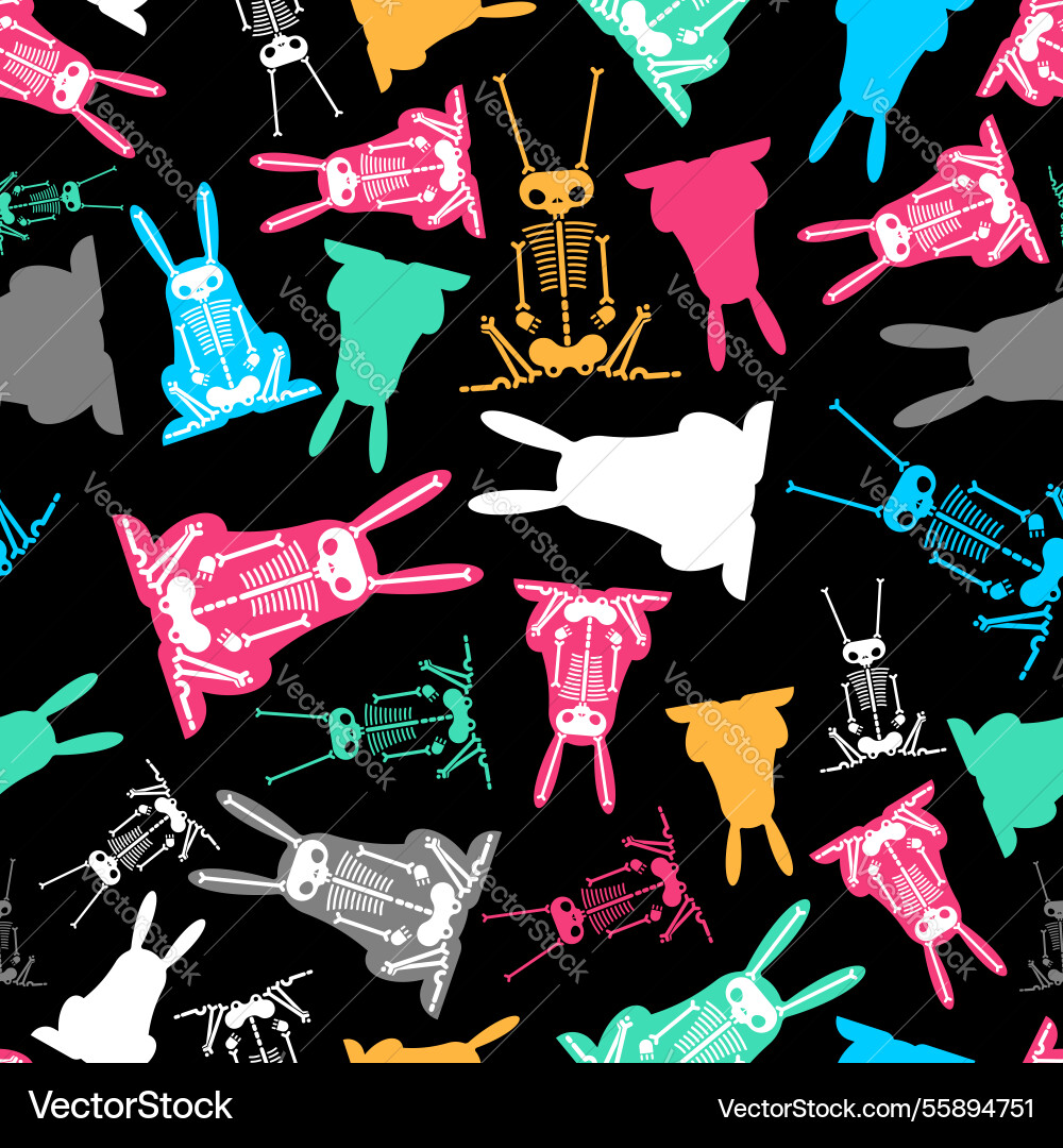 Skeleton rabbit cartoon pattern seamless skull Vector Image