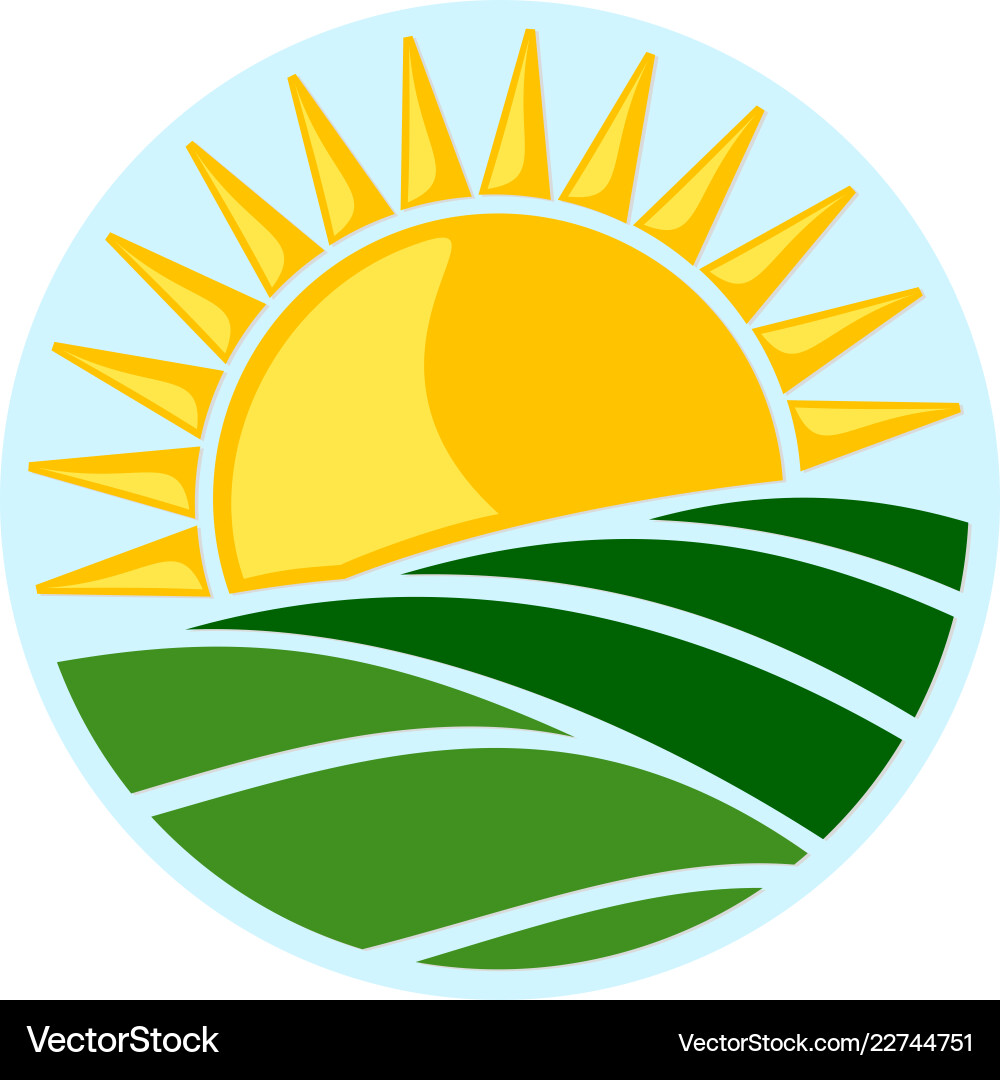 Symbol of sun and field Royalty Free Vector Image