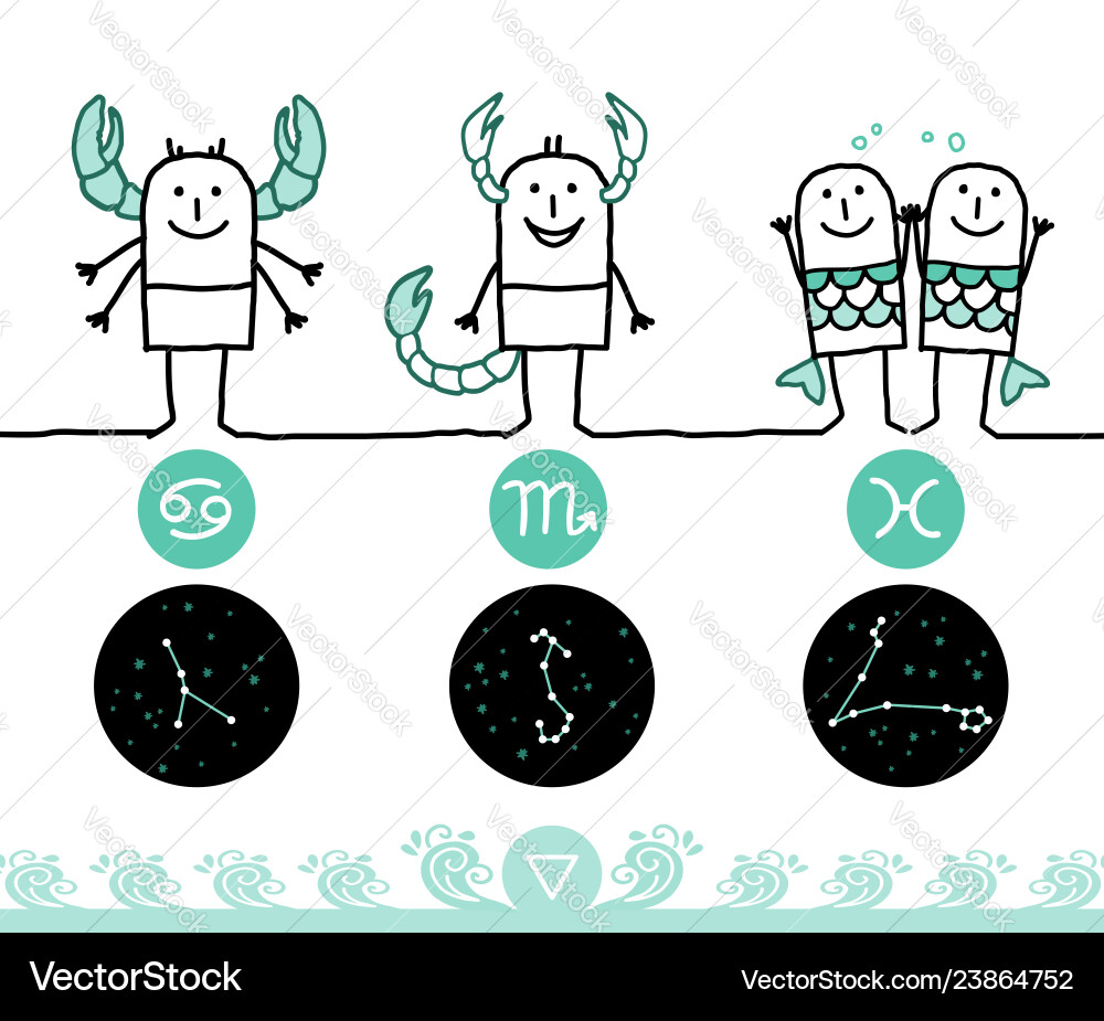 Astrology signs - zodiac water Royalty Free Vector Image