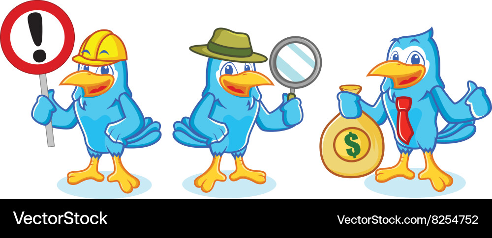 Blue jay mascot with sign Royalty Free Vector Image