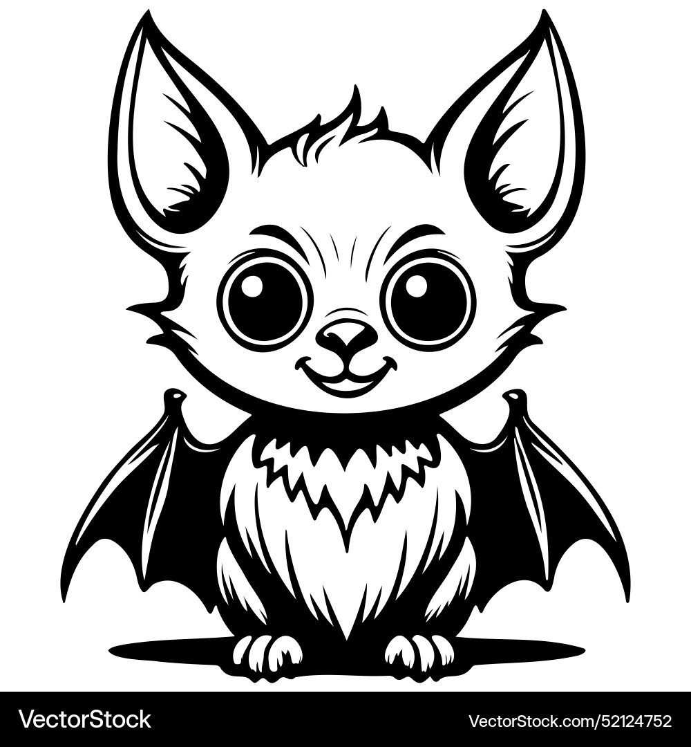 Cartoon bat drawing realistic hand line Royalty Free Vector