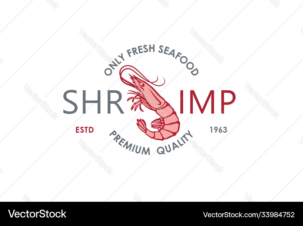 Fresh shrimp label Royalty Free Vector Image - VectorStock