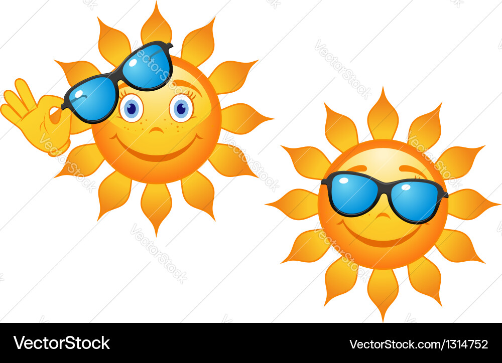 Funny sun in sunglasses Royalty Free Vector Image