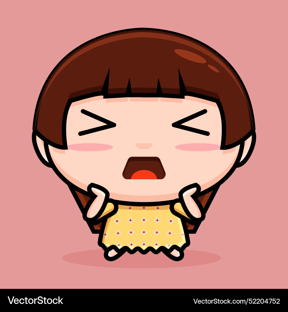 Girl character mascot with shy expression Vector Image