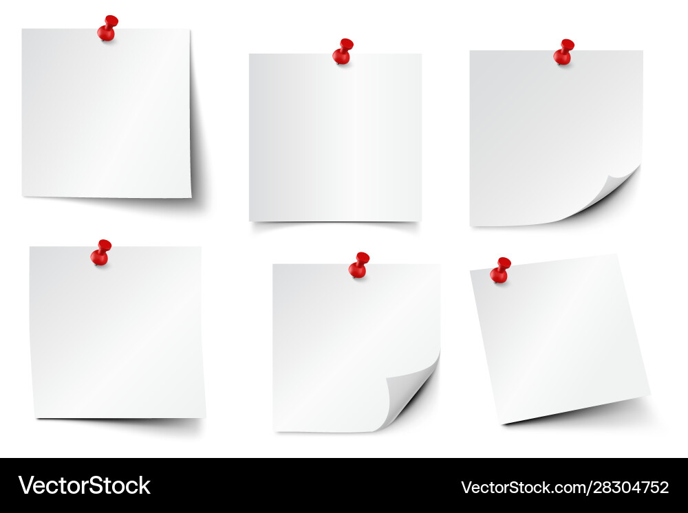 Pinned paper notes sticker papers note on pin Vector Image