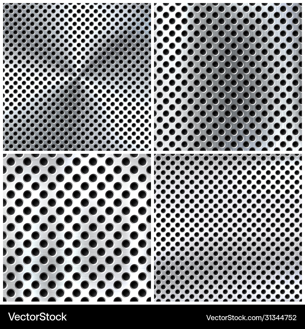 Realistische perforierte gebürstete Metalltexturen Set