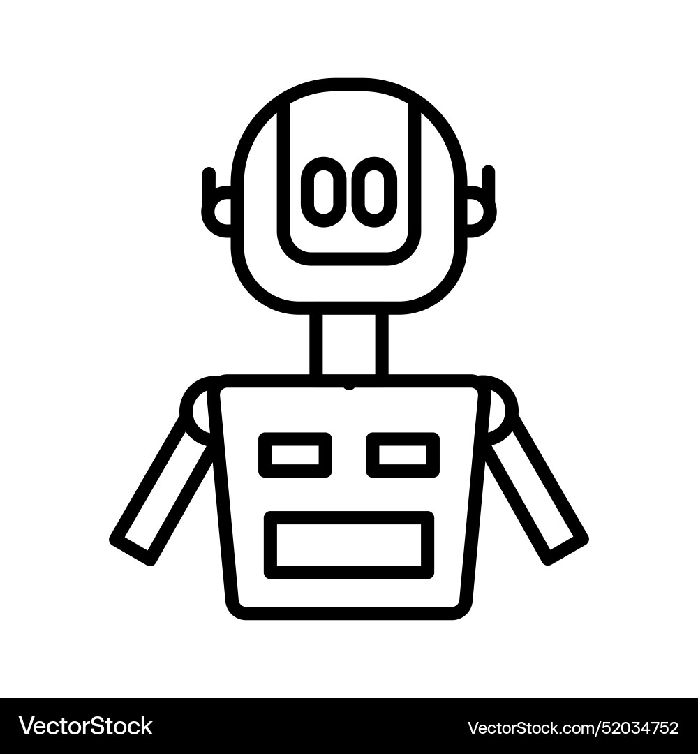 Robot linear logo mark in black and white Vector Image