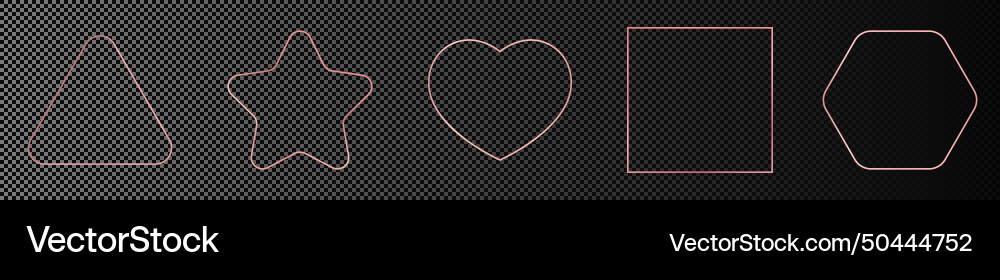 Rose gold glowing different geometric shape frame Vector Image