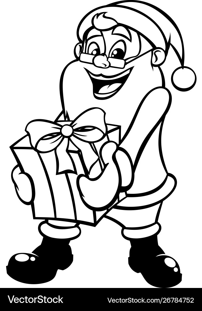 Santa Black And White Clipart