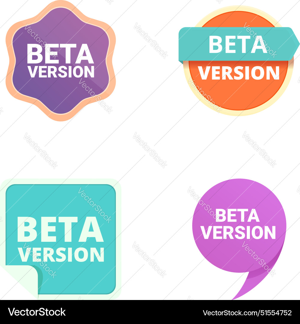 Set of beta version badges design Royalty Free Vector Image