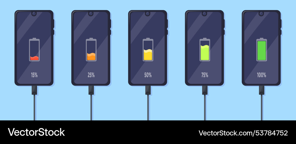 Smartphone charging load phone battery charge Vector Image