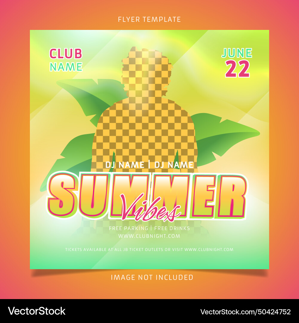 Summer vibes retro flyer template Royalty Free Vector Image