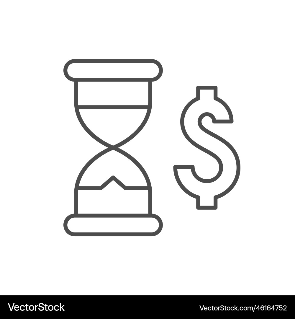 Time cost line outline icon Royalty Free Vector Image