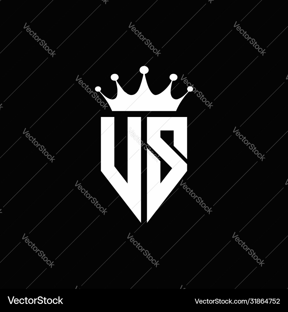 Vs logo monogram emblem style with crown shape Vector Image