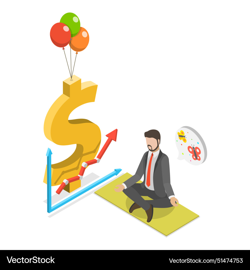 3d isometric flat of passive income Royalty Free Vector