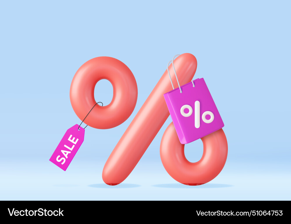 3d percentage symbol with tag Royalty Free Vector Image