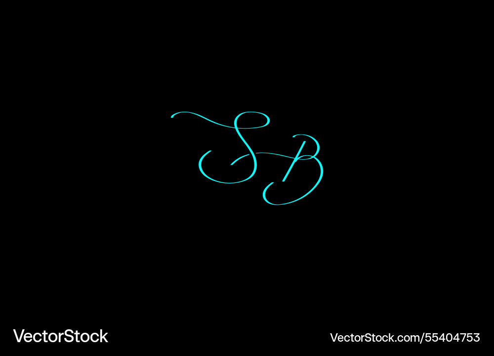 Elegant calligraphy of cursive sb logo Royalty Free Vector