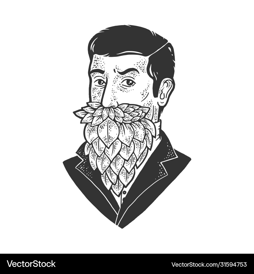 Man with hop beard sketch Royalty Free Vector Image