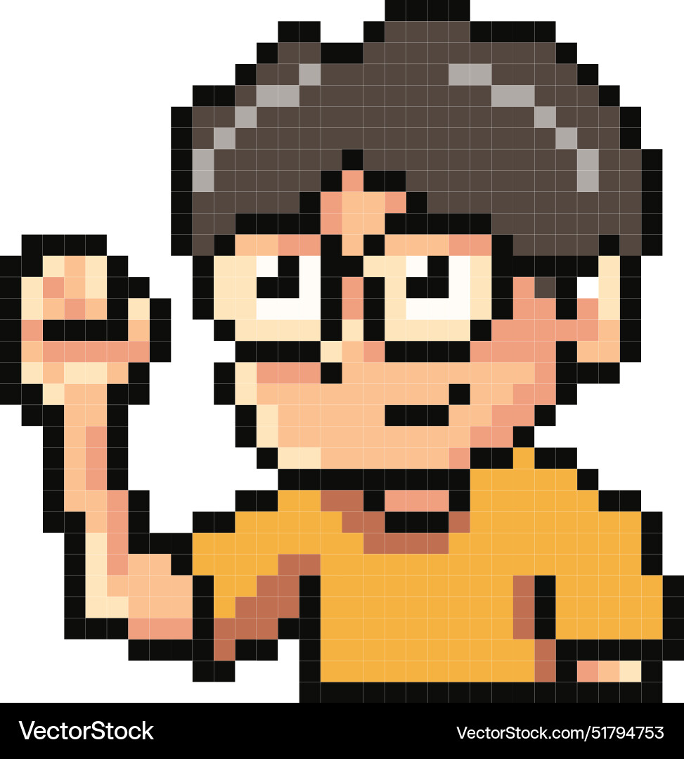 Nerdy boy in pixel art style Royalty Free Vector Image