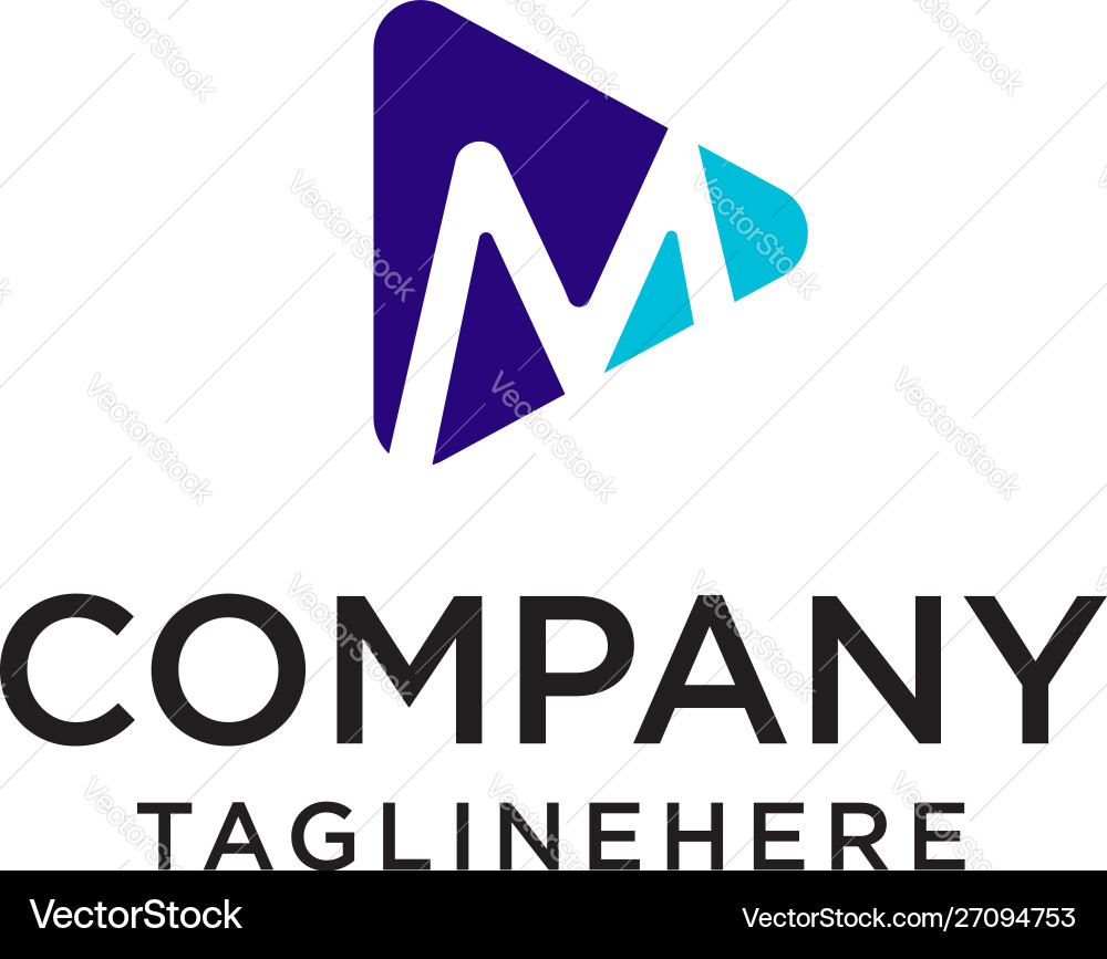 Play media letter m logo design concept template Vector Image