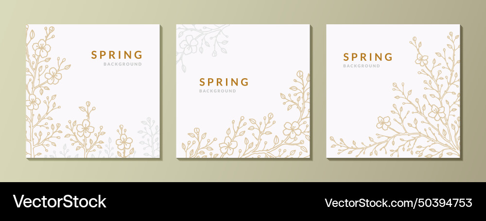 Set of spring social media square post templates Vector Image