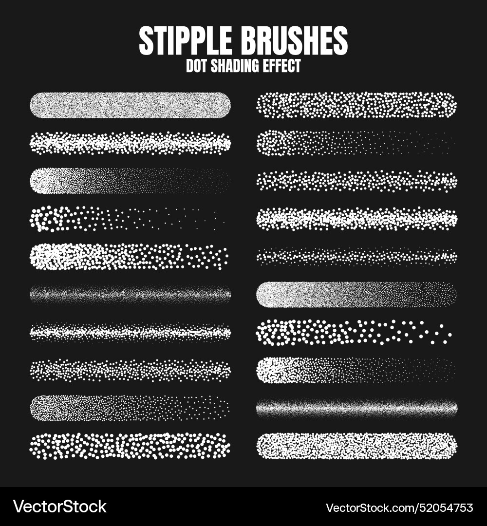 Stipple scatter brush ink drawing and texturing Vector Image