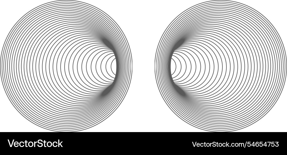 Symmetrical design of two mirrored circles Vector Image