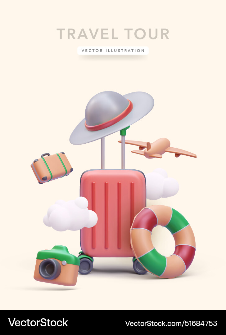 Trip concept poster in realistic style Royalty Free Vector