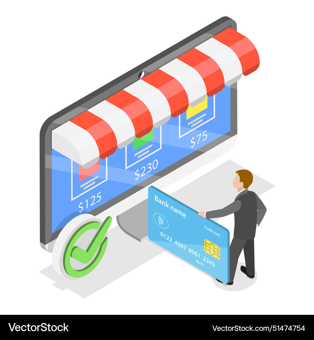 3d isometric flat of payment options Royalty Free Vector