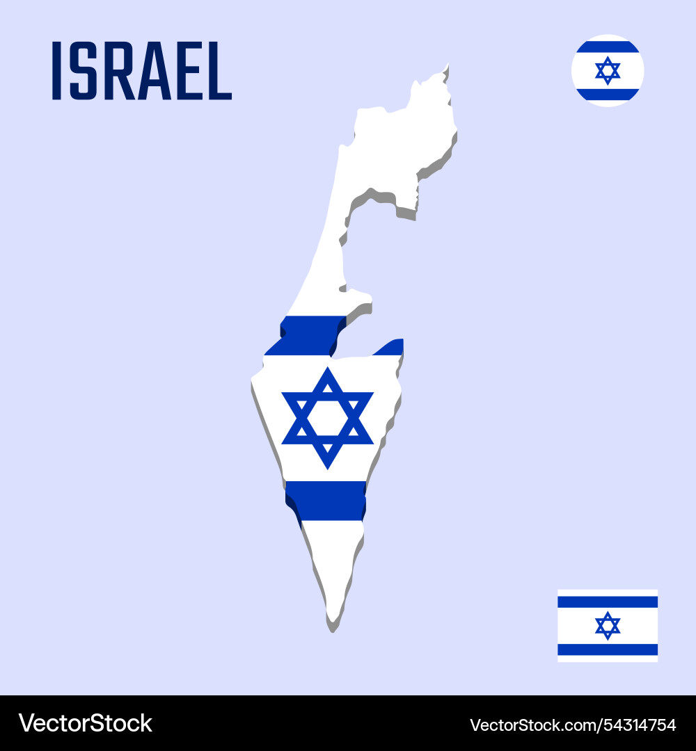 3d israel map with flag three dimensional Vector Image