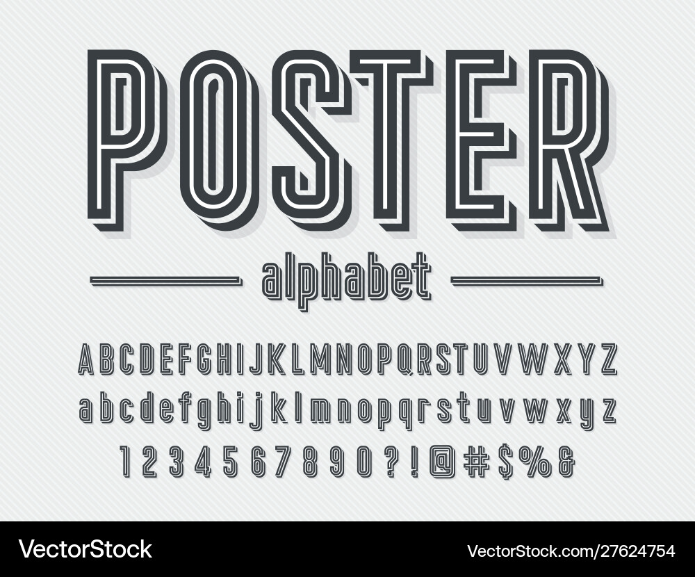 3d retro font Royalty Free Vector Image - VectorStock