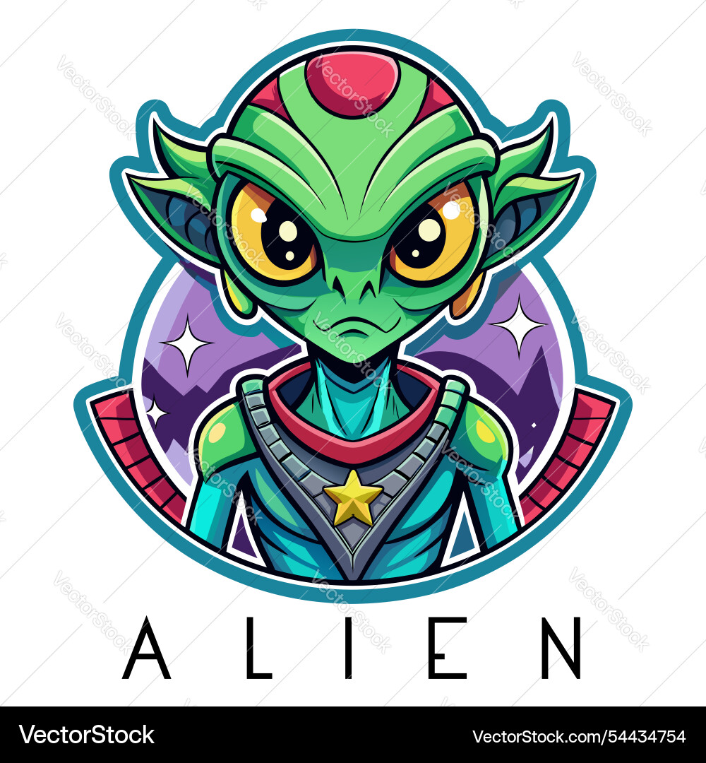Alien mascot logo sticker Royalty Free Vector Image