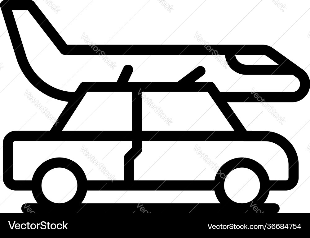 Car and plane icon outline style Royalty Free Vector Image