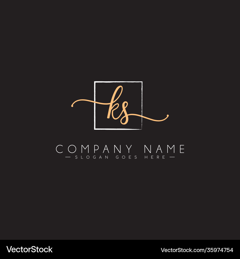 Elegant KS Initial Logo Royalty Free Vector Image