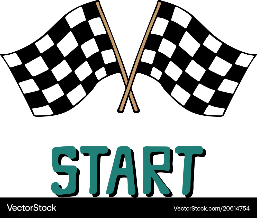 Hand-drawn with racing flags Royalty Free Vector Image