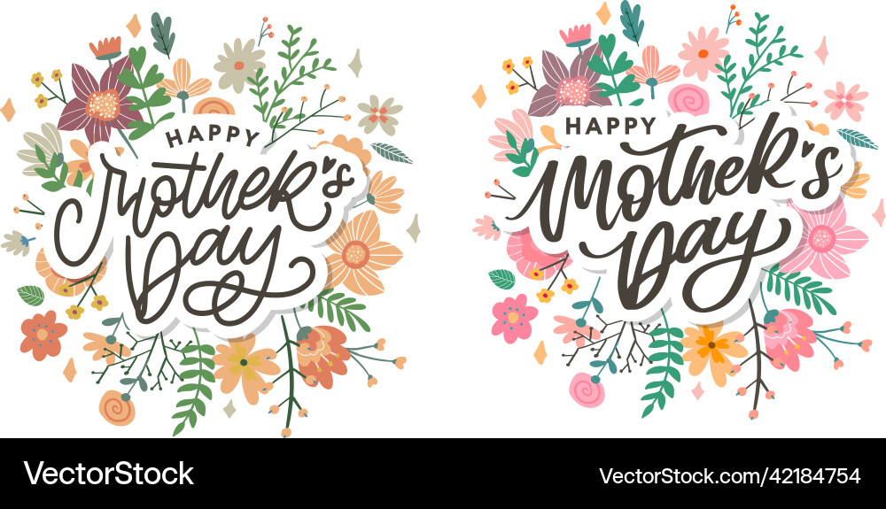 Happy mothers day lettering handmade calligraphy Vector Image