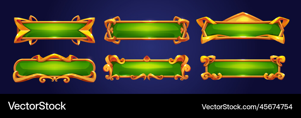 Medieval Green Buttons Ui Game Menu Elements Vector Image