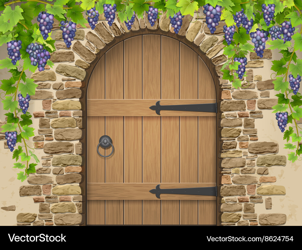 Stone Arch Wine Cellar Entrance Royalty Free Vector Image