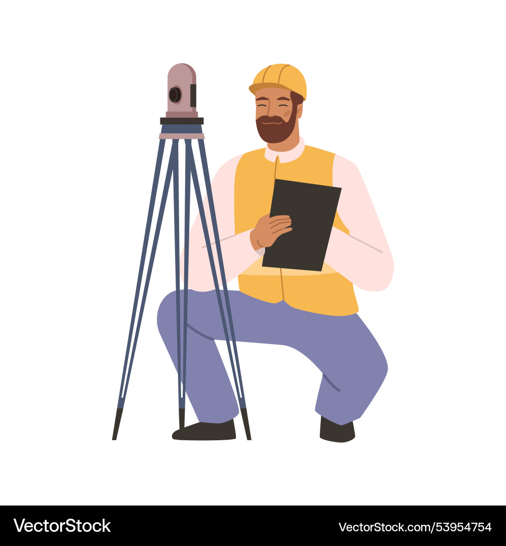 Surveyor with Tripod - Geodesy & Measurement Vector Image