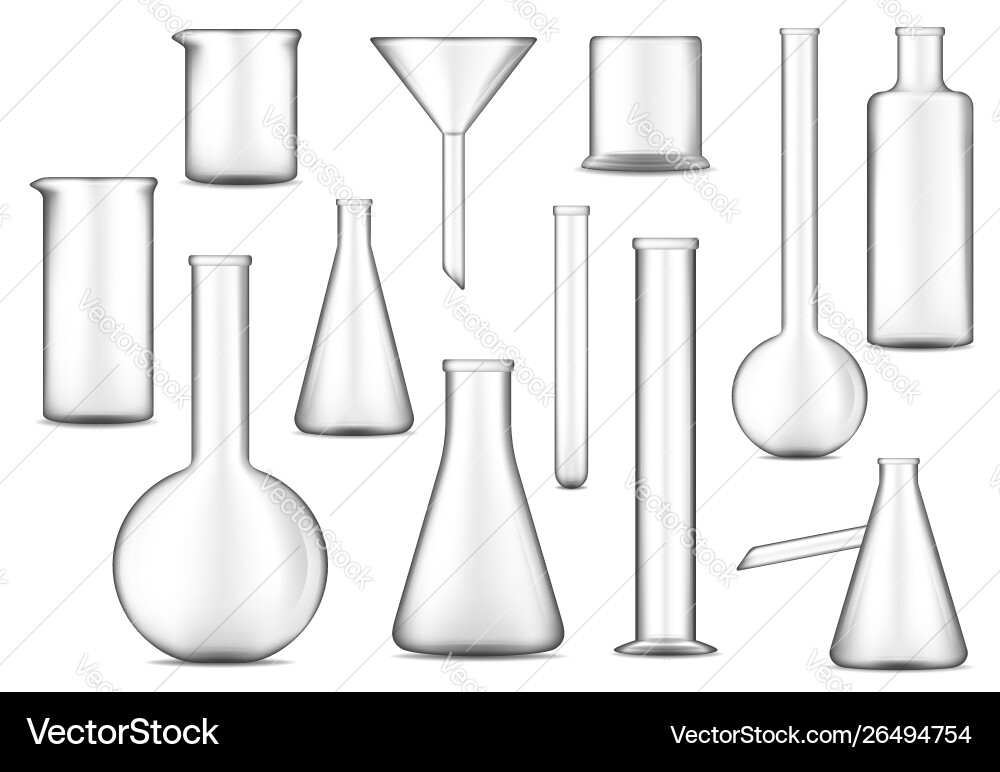 Test tubes flasks and beakers checimal lab glass Vector Image