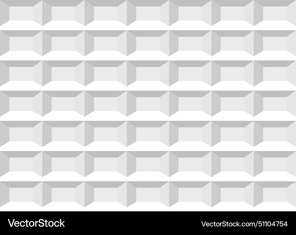 White seamless geometric 3d pattern wall Vector Image
