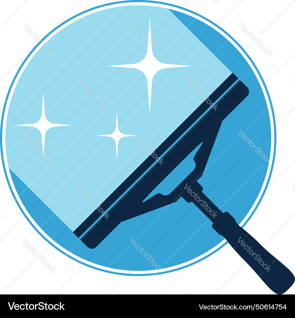 Window cleaning scraper and water trail symbol Vector Image