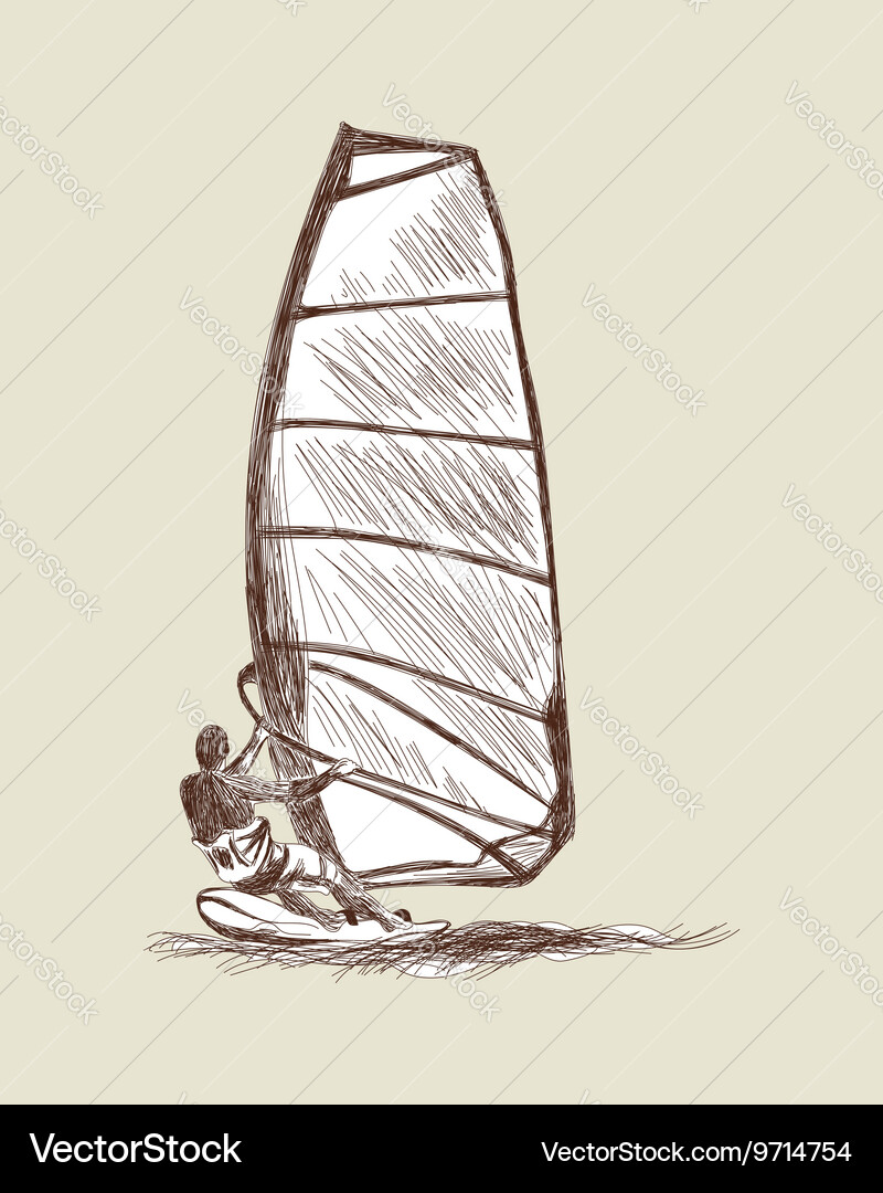 Windsurfing sketch Royalty Free Vector Image - VectorStock