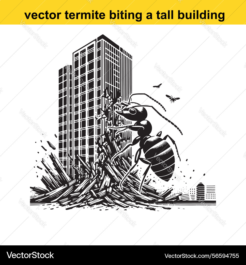 Ai-generated termite destroying skyscraper pest Vector Image