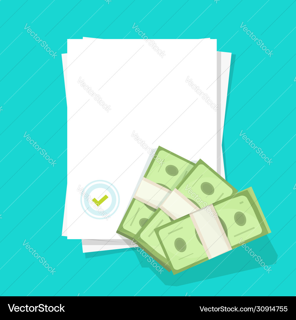 Blank document with seal stamp and approved money Vector Image