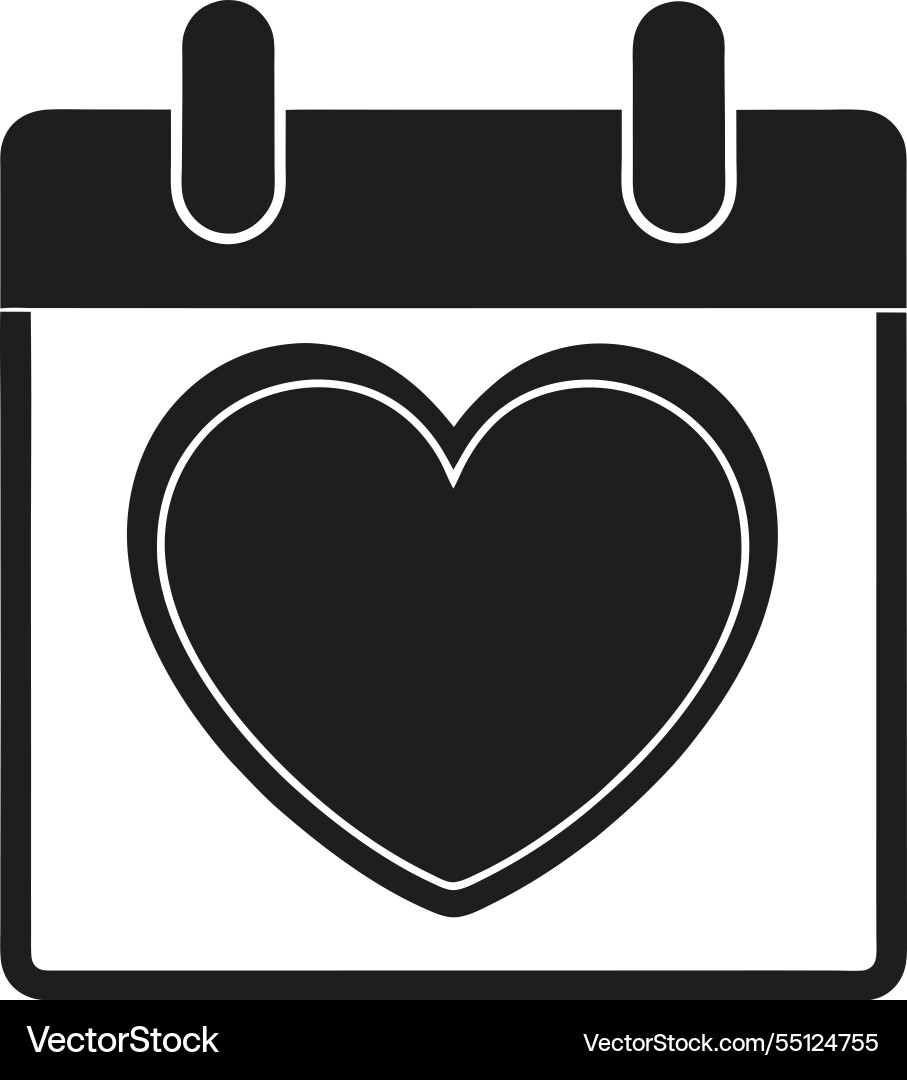 Calendar with heart silhouette Royalty Free Vector Image