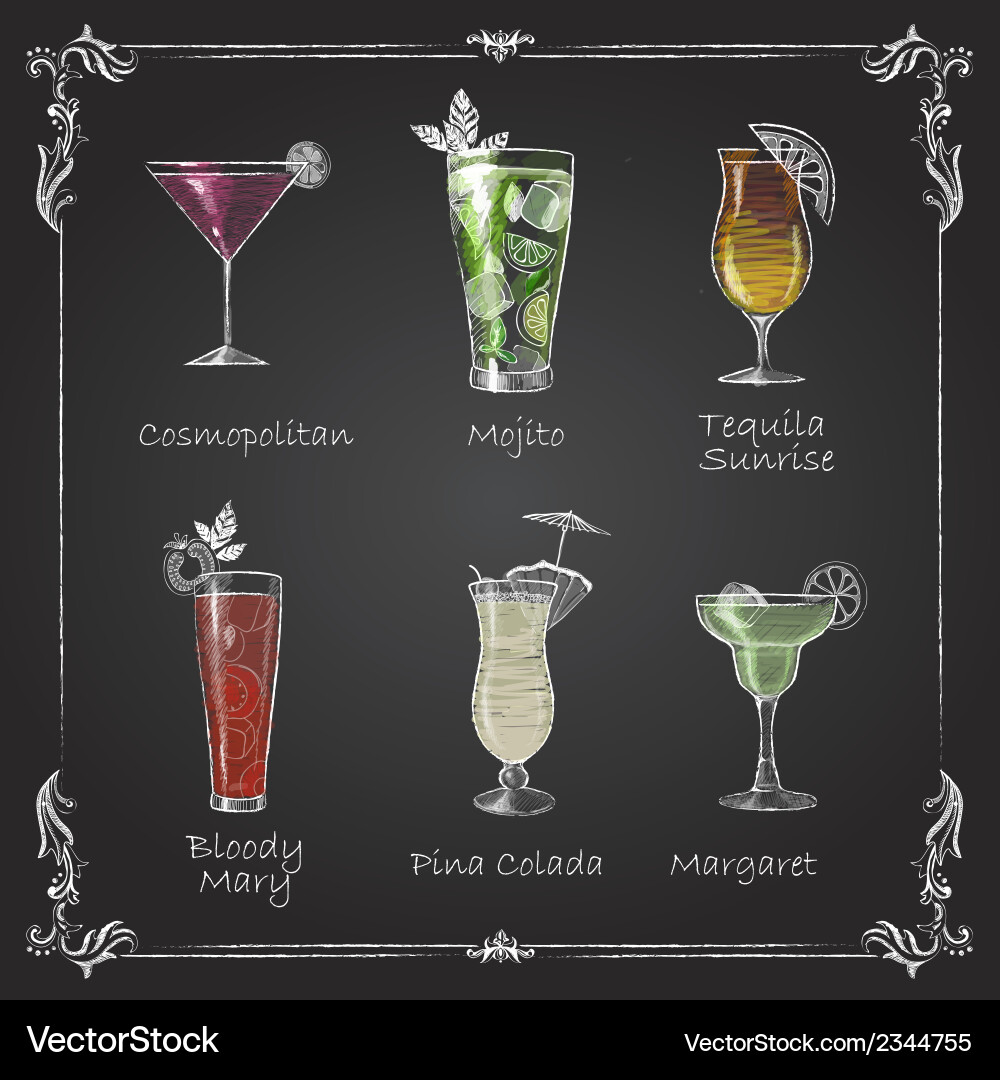 Chalkboard Cocktail Menu Royalty Free Vector Image